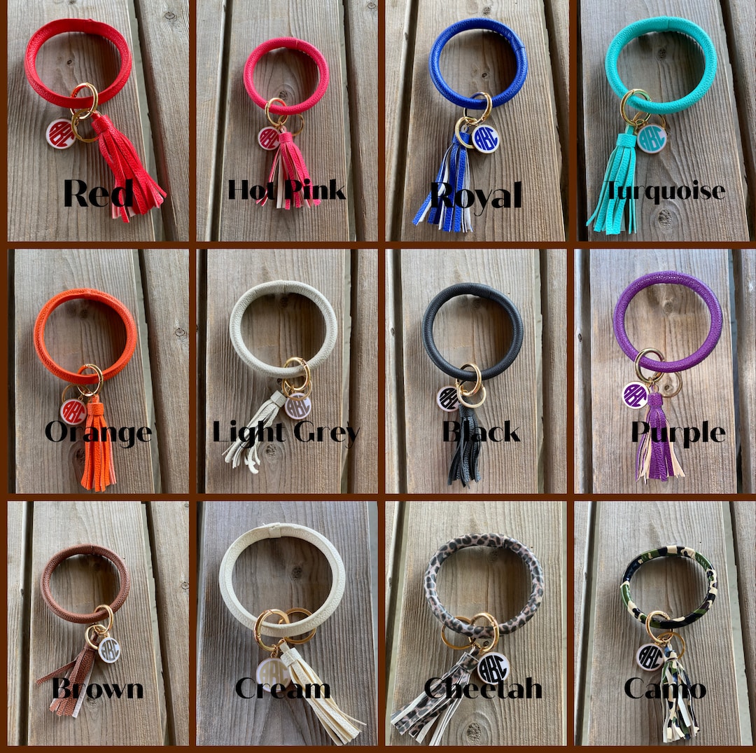 KEY RING, PERSONALIZED, Fall Color Key Rings Monogrammed, Tassel ...