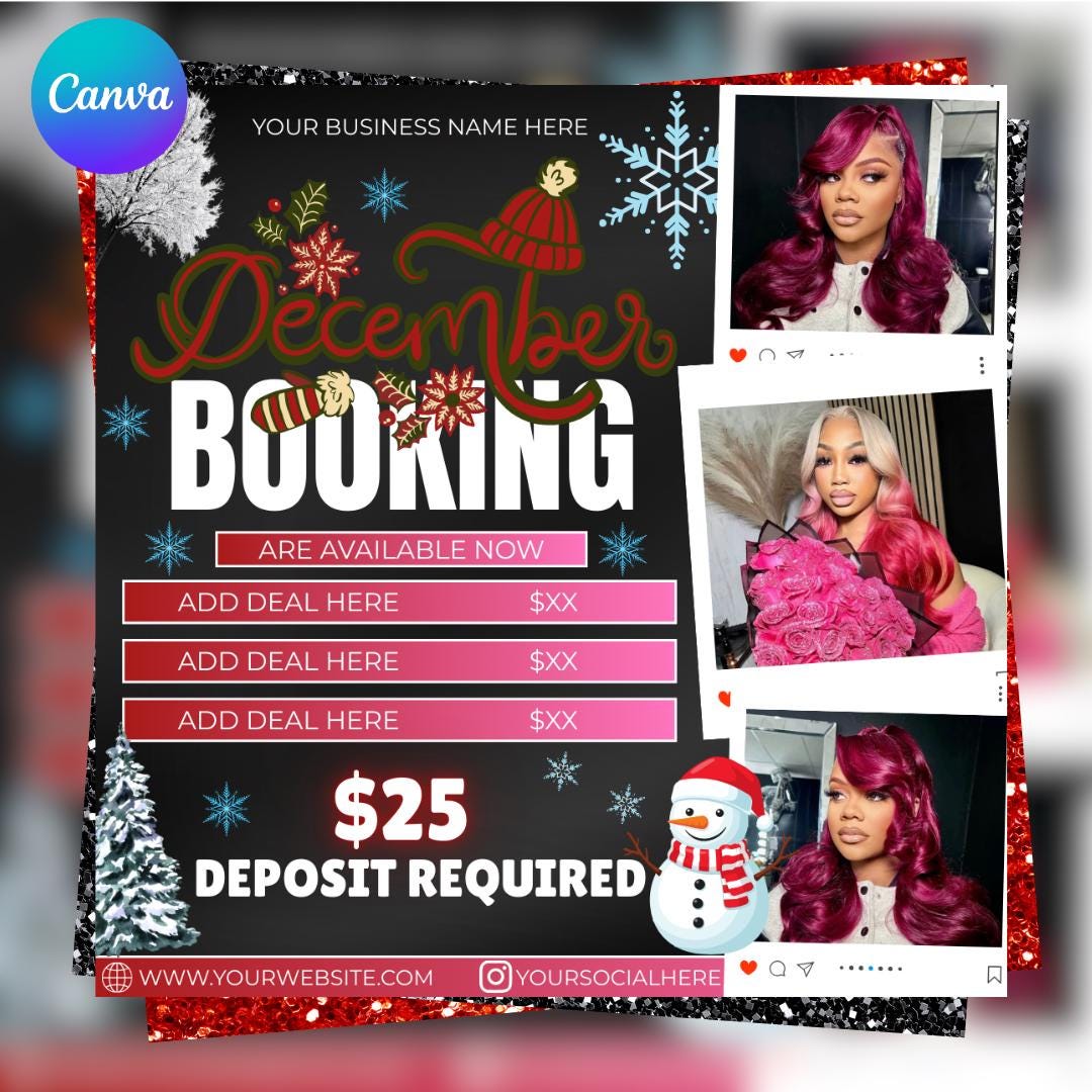December Bookings Flyer, Calendar Appointment Flyer, Book Now Flyer ...