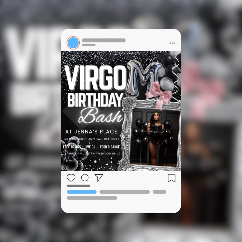 Virgo Birthday Party Flyer: Customizable Invitation (PDF Download - Etsy