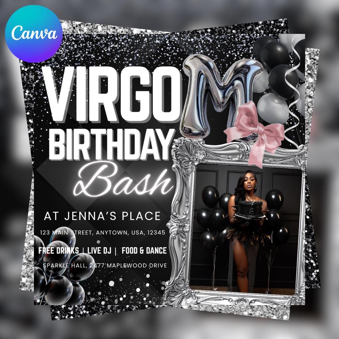 Virgo Birthday Party Flyer: Customizable Invitation (PDF Download - Etsy