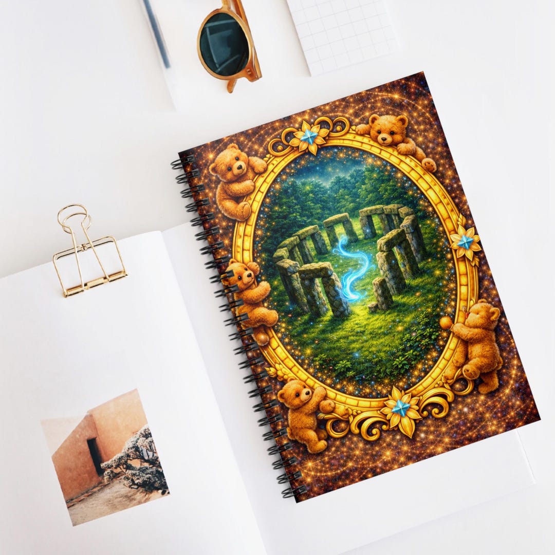 Magical Forest Notebook Fantasy Standing Stones Journal Whimsical Bear ...