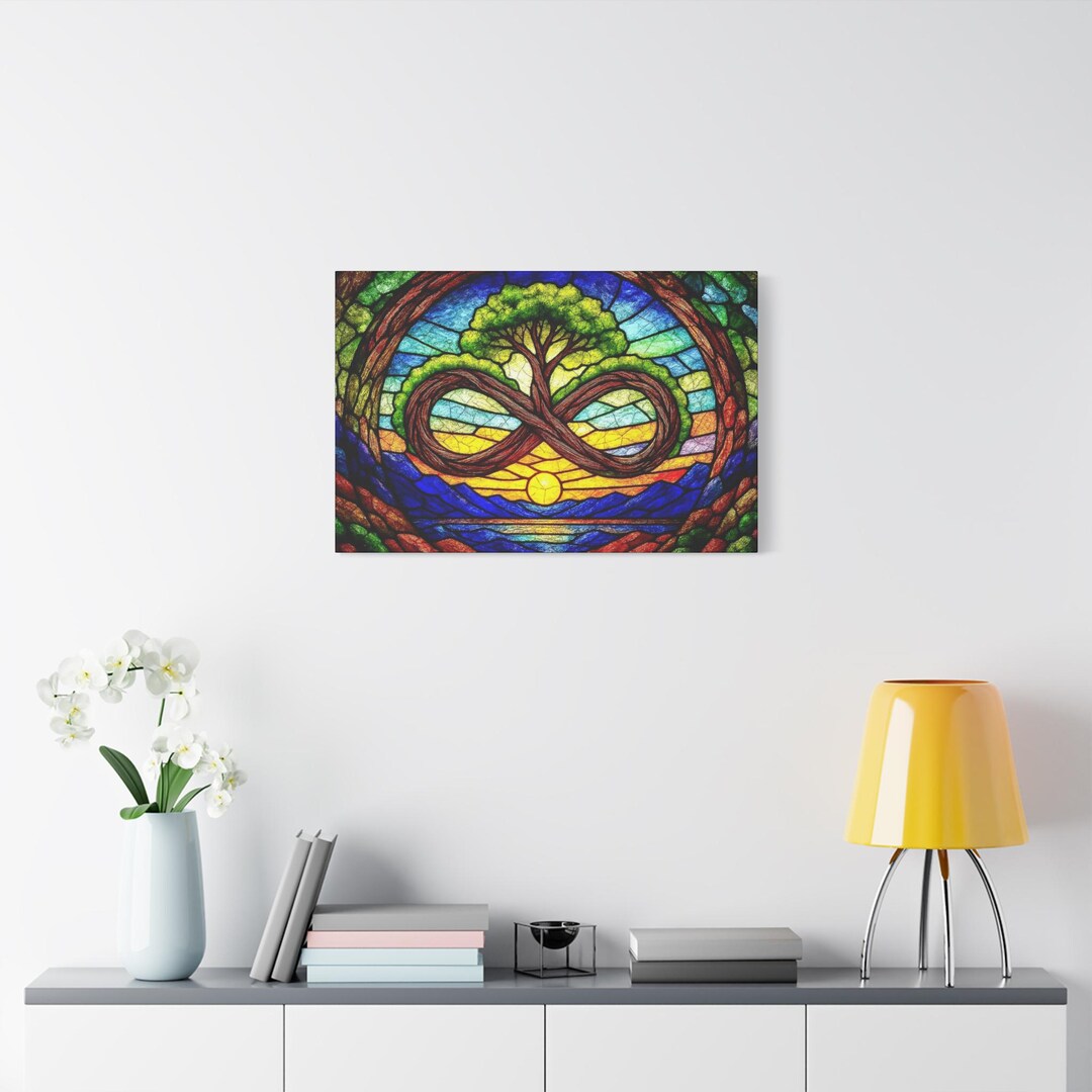 Tree of Infinity Stained Glass Nature Canvas Wall Art Eternal Life ...