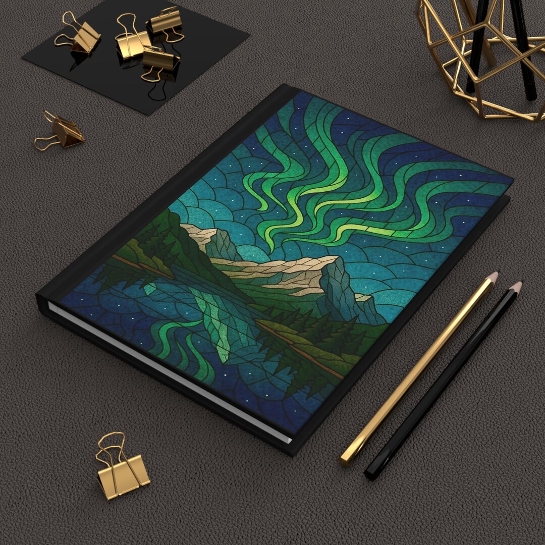 Northern Lights Stained Glass Journal | Aurora Gemstone Night Sky ...