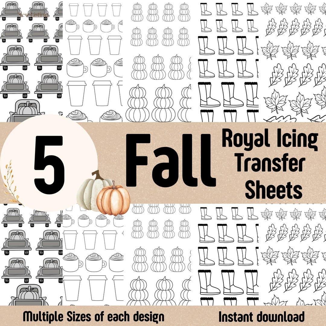 Fall Royal Icing Transfer Sheets: 5 Fall Designs (digital Download) - Etsy