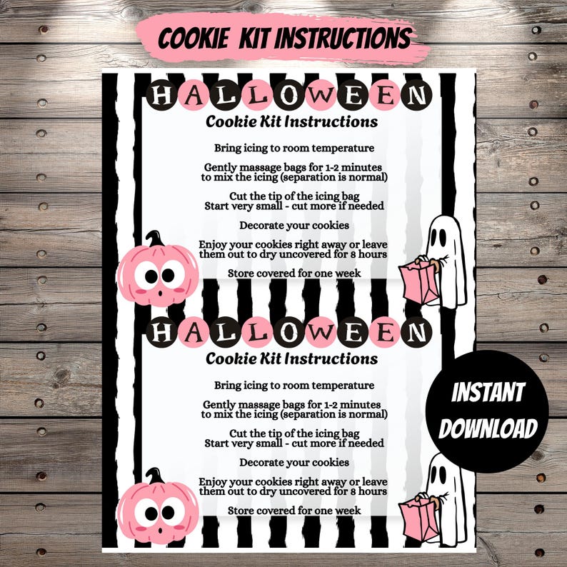 Halloween Cookie Kit Instructions: Printable Treat Tags (digital ...