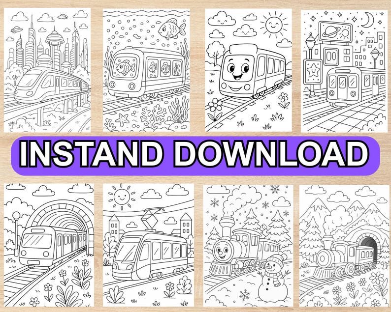 Train & Tram Coloring Pages 20 Printable Railway Vehicles for Kids ...