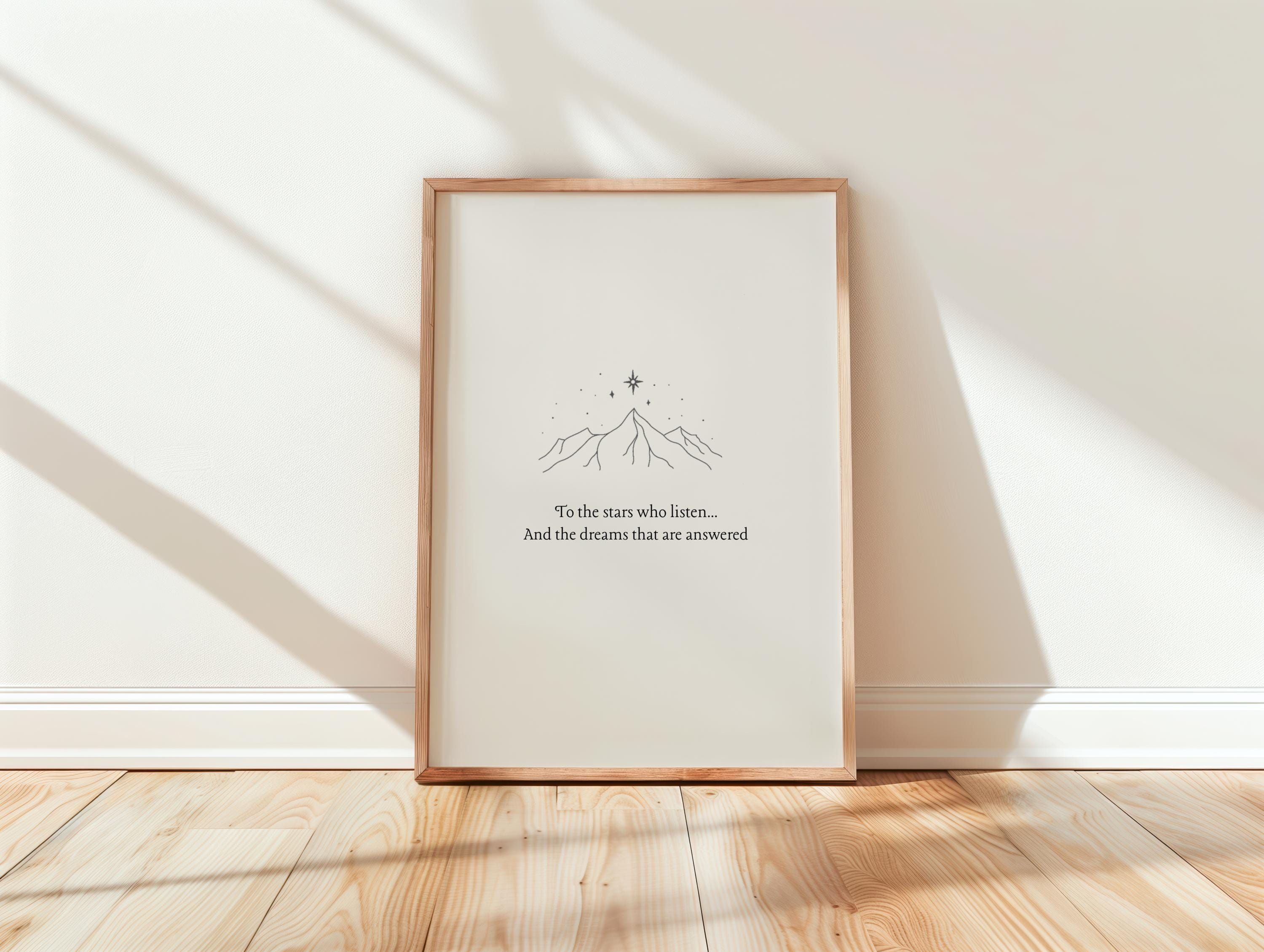 ACOTAR Quote Print, to the Stars Who Listen Wall Art, Sarah J Maas ...