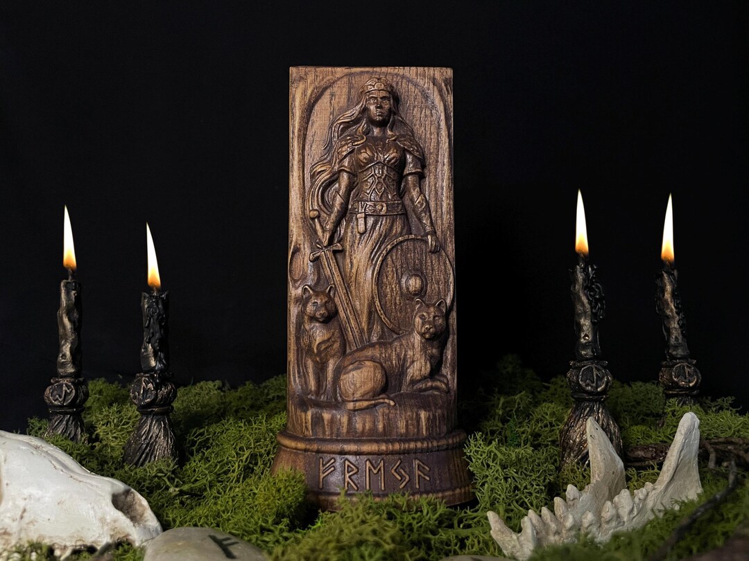 Handmade Wooden Freya Statue – Norse Goddess Altar Decor - Etsy