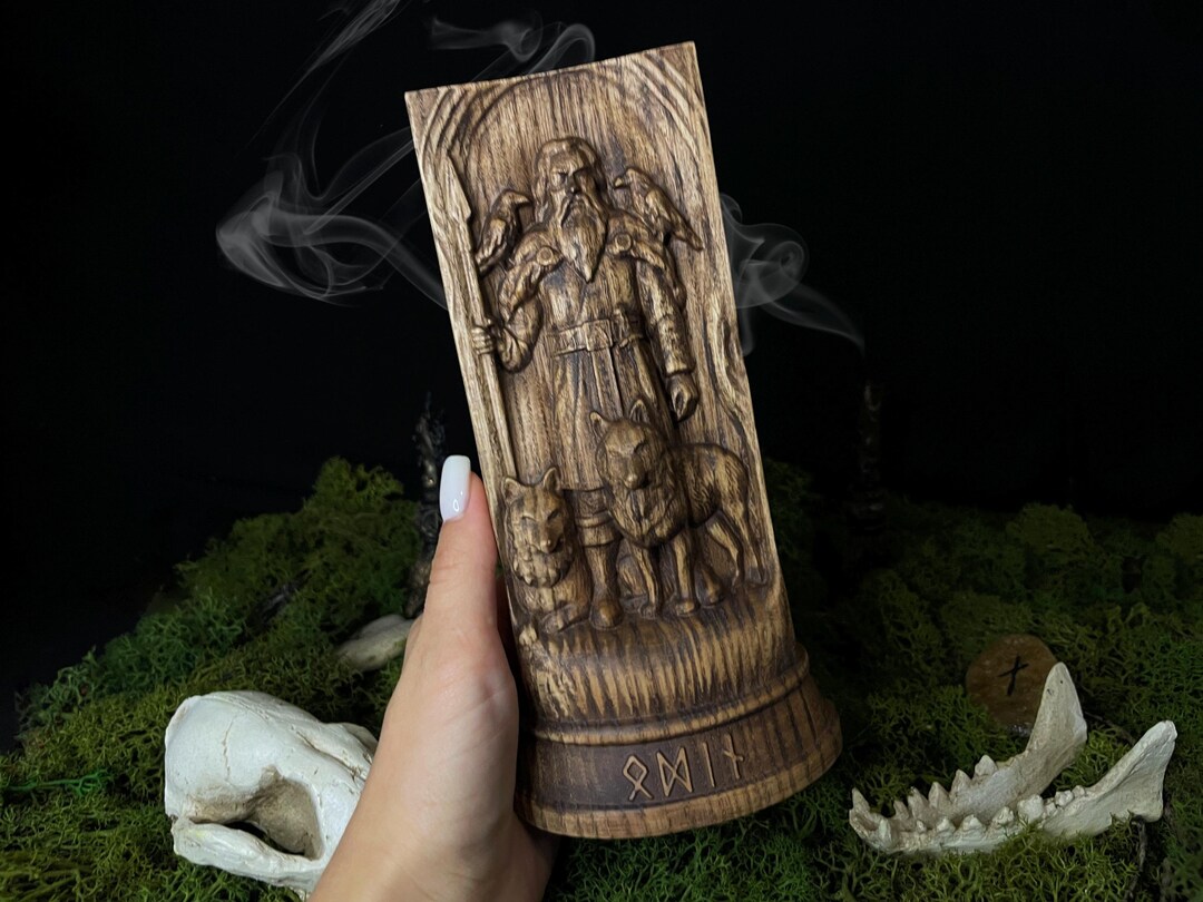 Odin Wooden Statue – Norse God of Wisdom, War & Magic | Handcrafted ...
