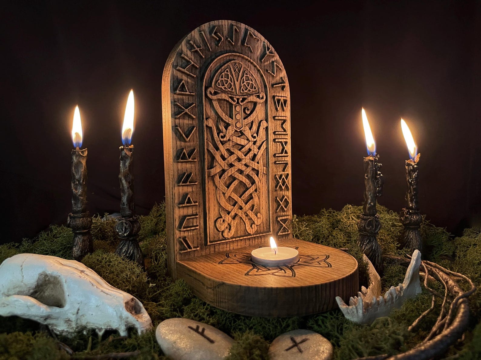 Handmade Odin Altar – Ash Wood Viking Candle Holder - Etsy