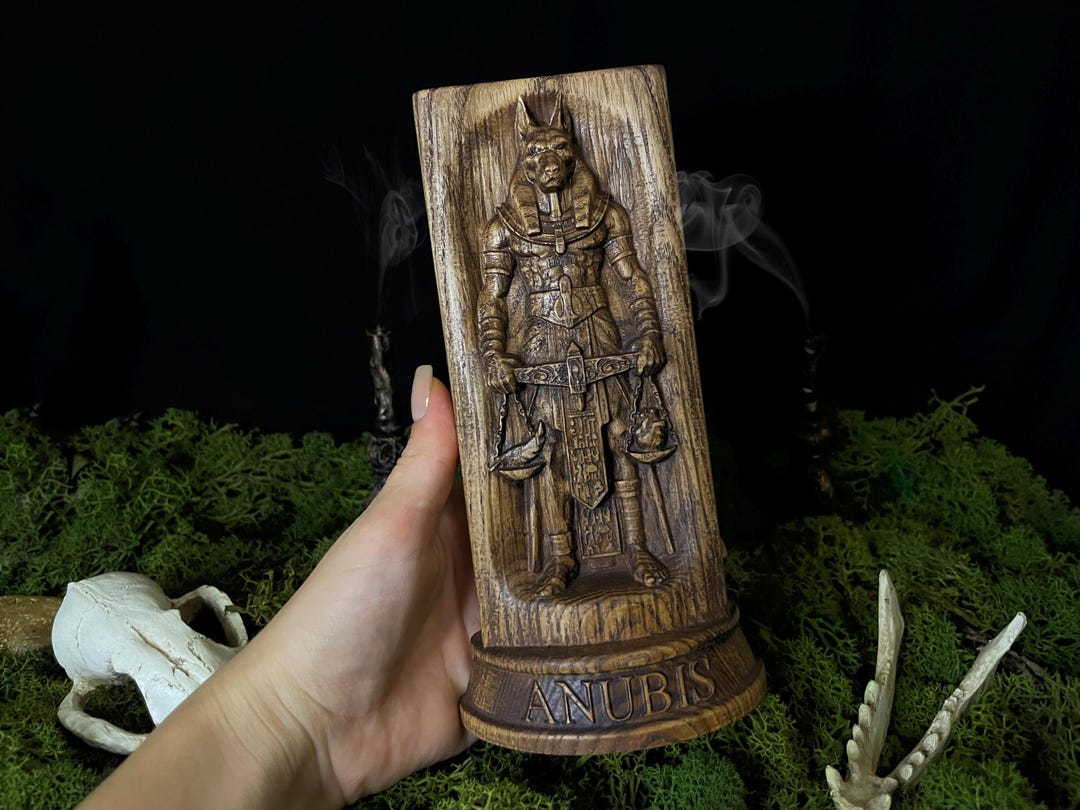 Egyptian Anubis Statue. Wooden God Statue. Handcrafted Figurine. Pagan ...