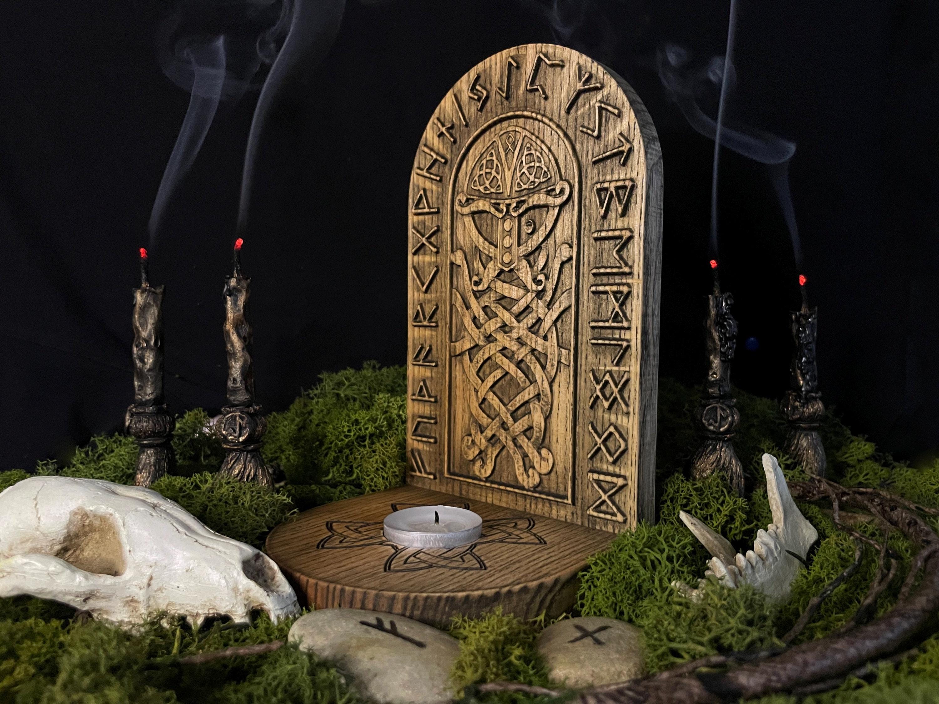 Handmade Odin Altar – Ash Wood Viking Candle Holder - Etsy