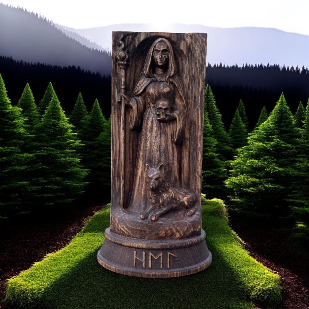 Hel Wooden Statue – Norse Goddess of Death & the Underworld, Dark ...