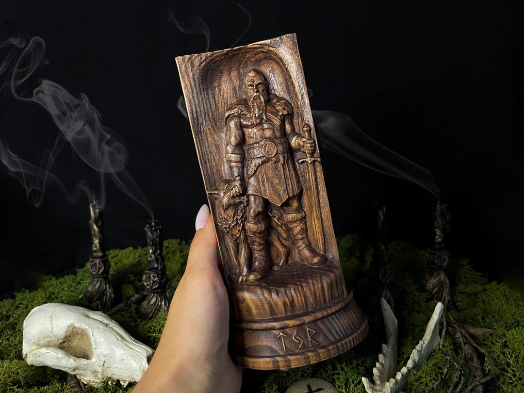Handmade Tyr Wooden Statue – Norse God Figurine, Viking Altar Decor - Etsy
