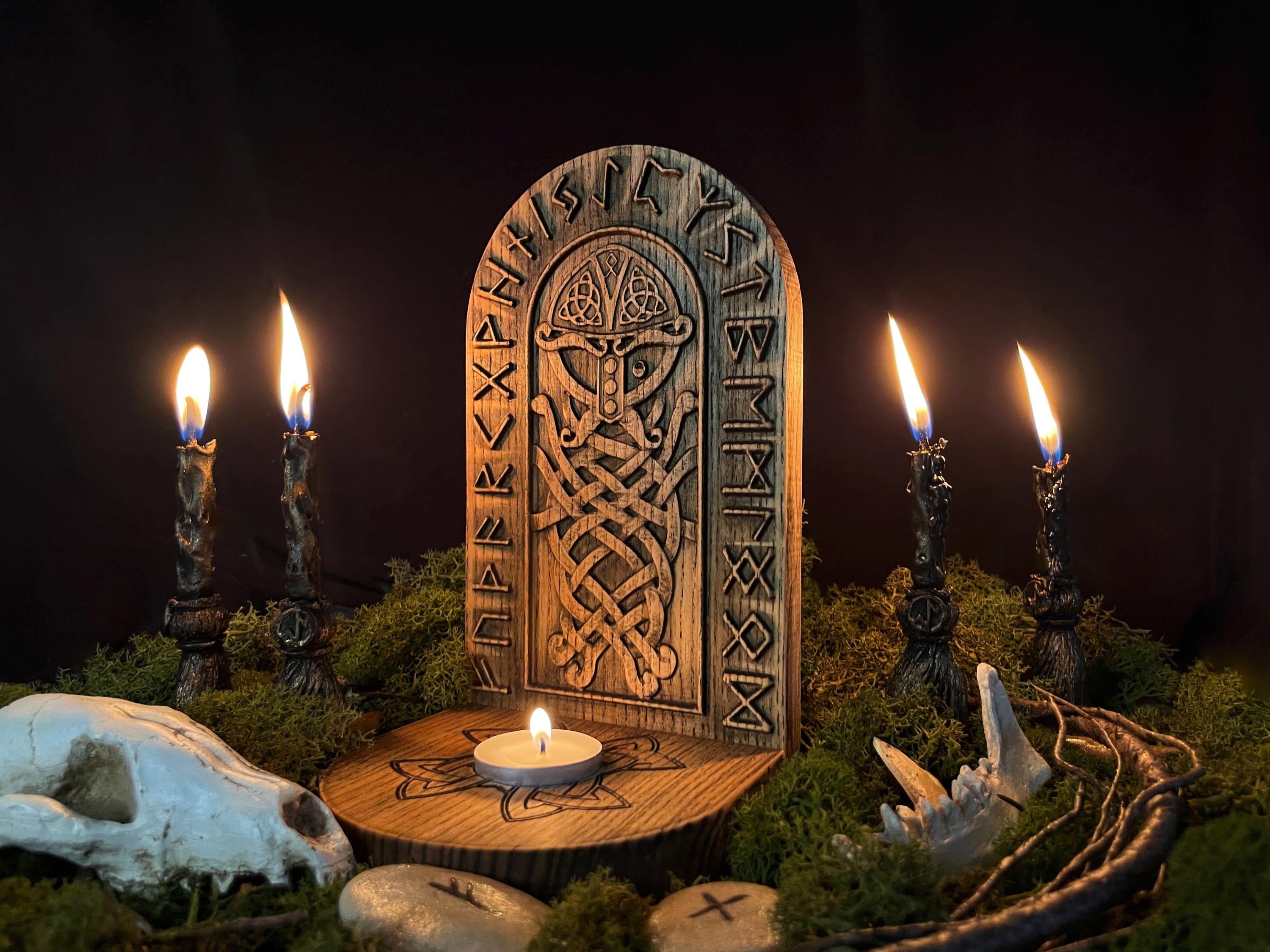 Handmade Odin Altar – Ash Wood Viking Candle Holder - Etsy