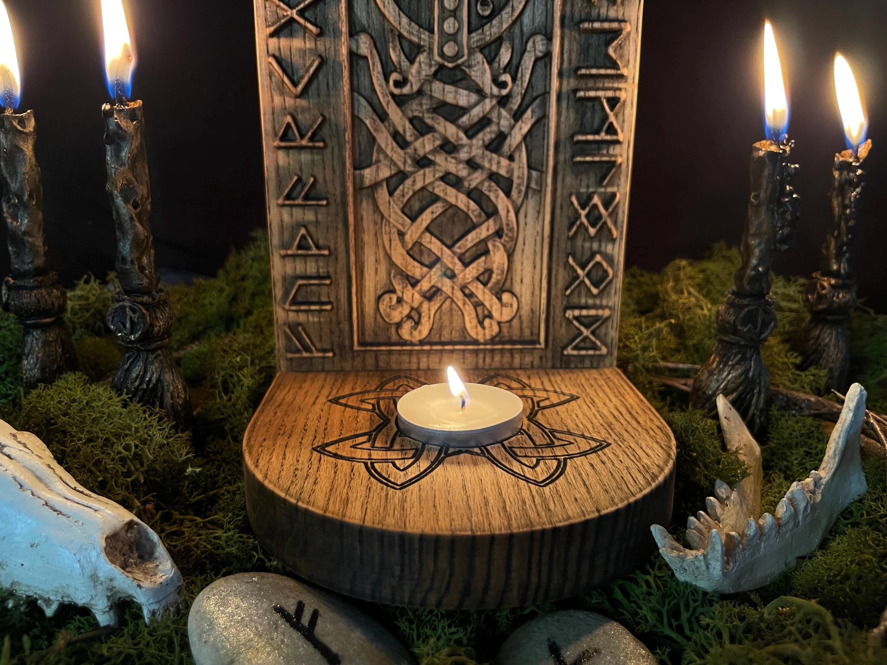 Handmade Odin Altar – Ash Wood Viking Candle Holder - Etsy