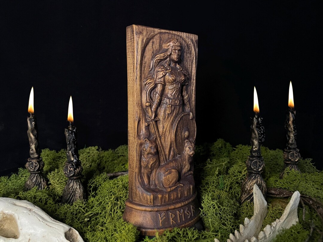 Freyja Goddess Wooden Statue – Norse Pagan Altar Figurine, Viking Decor ...