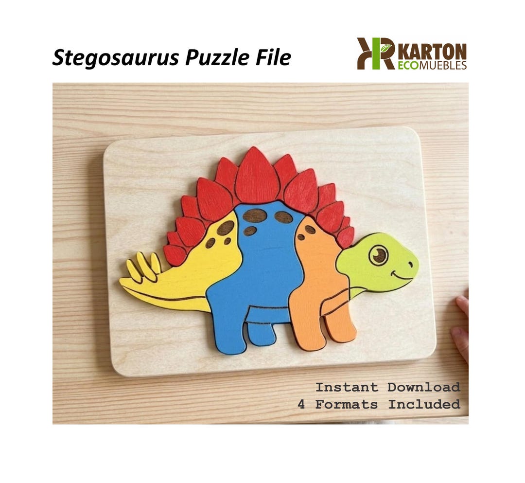 Stegosaurus Puzzle Laser Cut File Svg | Montessori Dinosaur Toy | Dxf ...