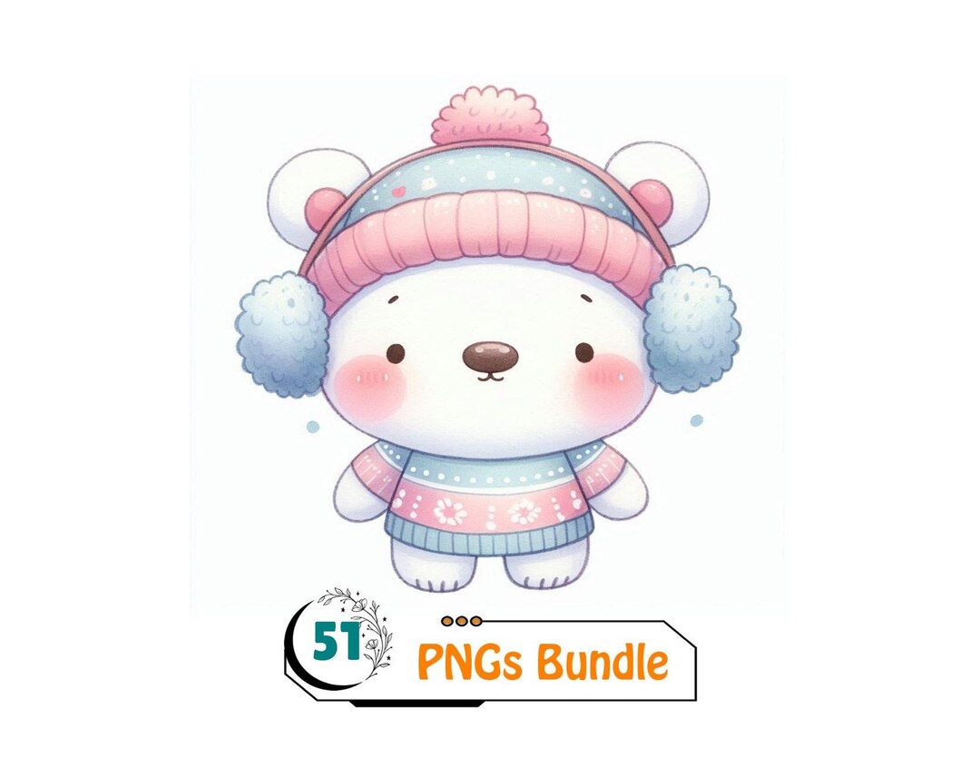 Winter Polar Bears Watercolor Clipart – Arctic Bears PNG Images ...