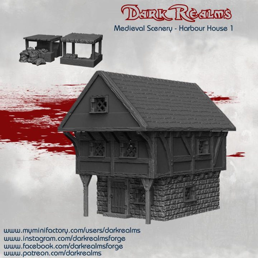 Harbour House and Market Stalls - Medieval Scenery - Dark Realms ...