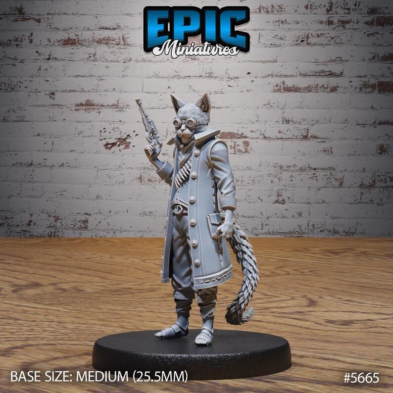 Catfolk Gunner Jasper | 3 Minis | Mechanus Clockwork | Epic Miniatures ...