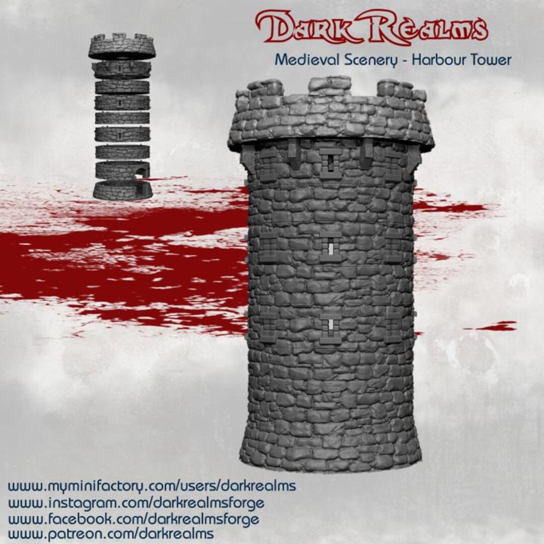 Harbour Tower - Medieval Scenery - Dark Realms Terrain Wargamming D&D ...