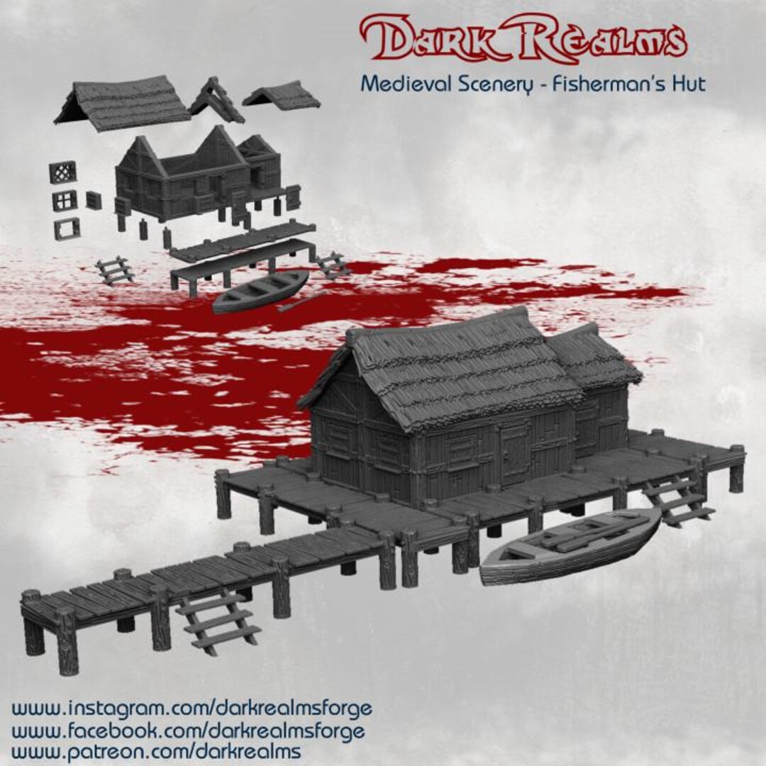 Fishman's Hut - Medieval Scenery - Dark Realms Terrain Wargaming D&D ...