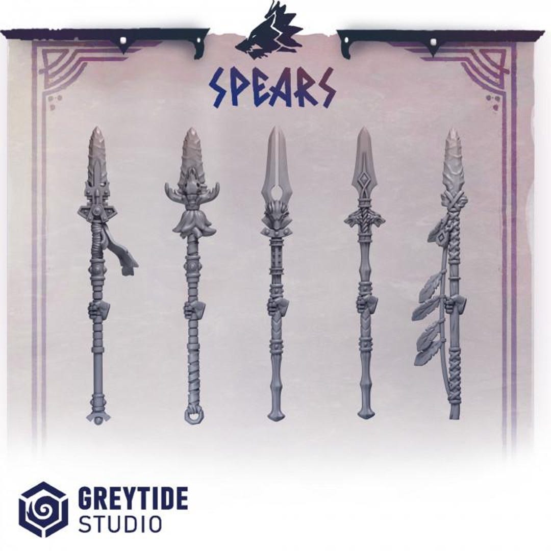 3D Printed Primal Hounds Spears X10 Miniatures by Greytide Studio ...