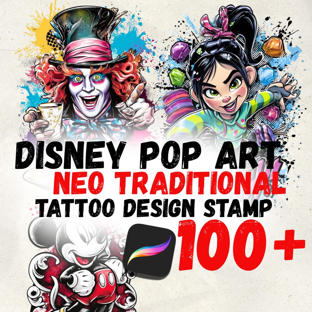 Pop Art Character Procreate Stamps | Neo-traditional Disney Style ...