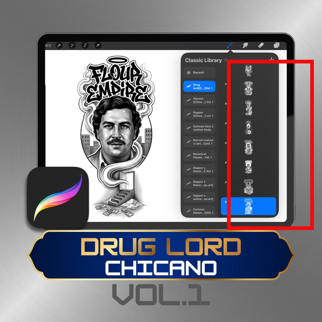 Chicano Gangster Movie Procreate Brushes – 100 Cinematic Crime Portrait ...