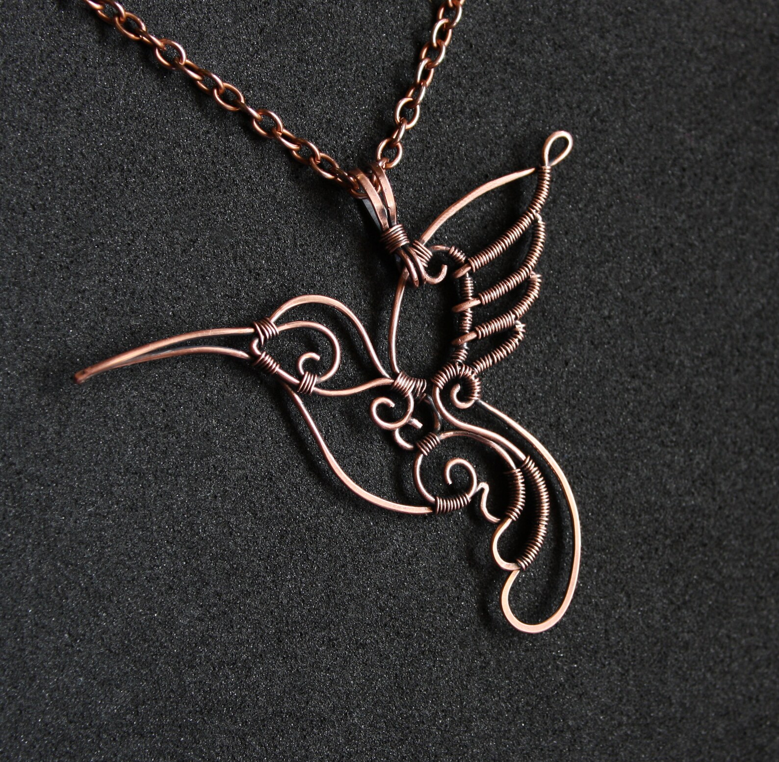 Hummingbird Pendant Necklace Copper Wire Wrapped Handcrafted - Etsy