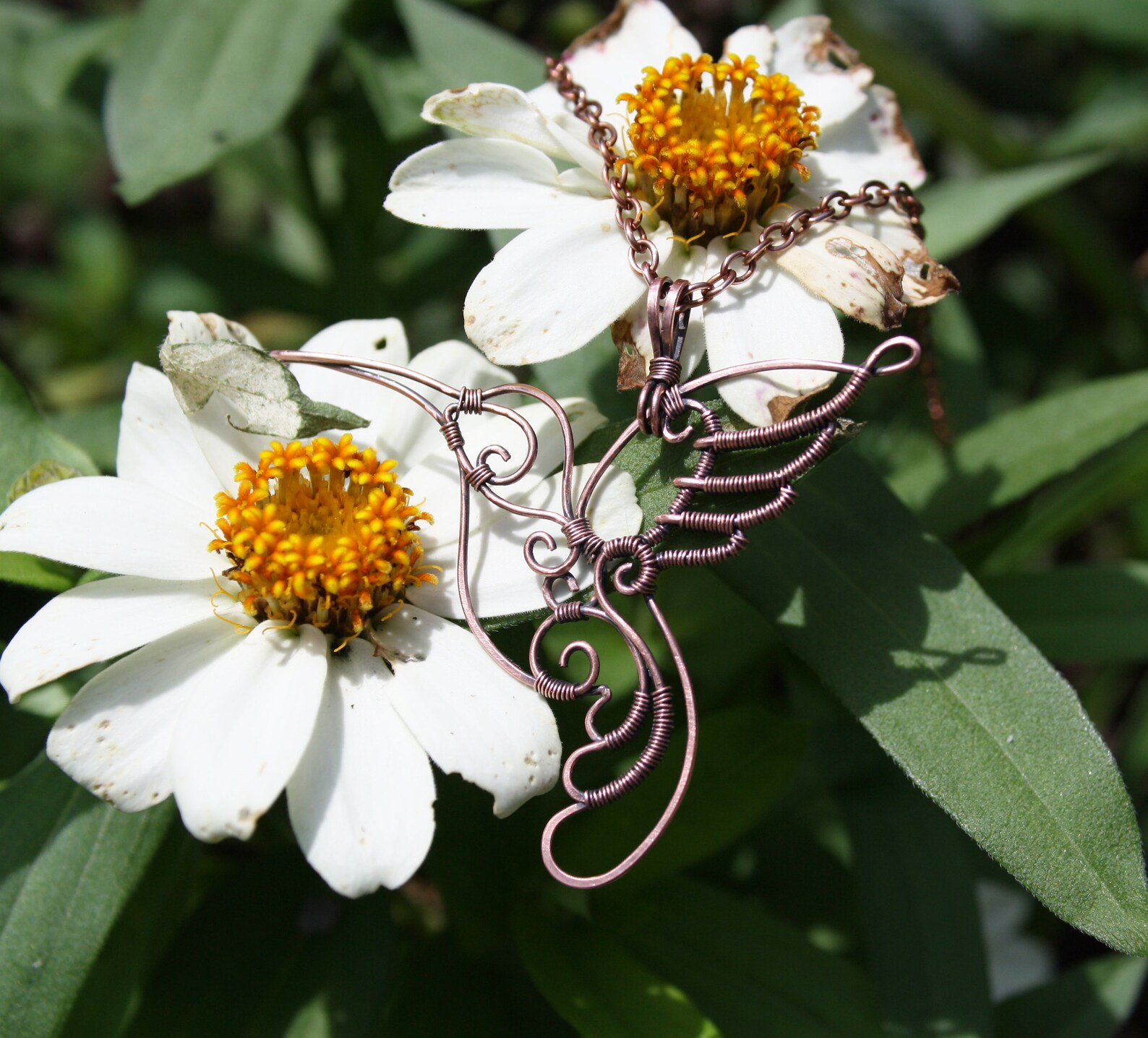 Hummingbird Pendant Necklace - Copper Wire Wrapped Handcrafted Bird ...