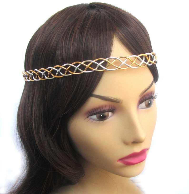 Celtic Braid Circlet - Two Tone Silver and Gold Aluminum Wire Headpiece ...