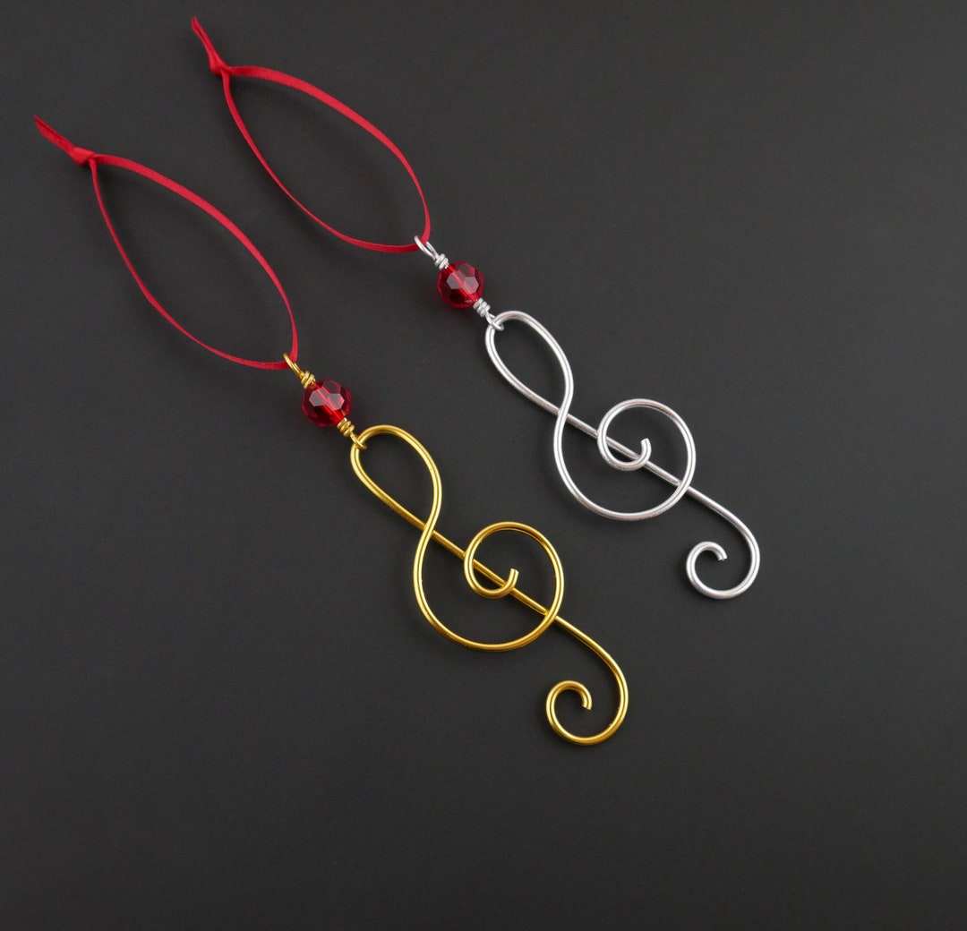 Metal Treble Clef Holiday Ornament Handcrafted Elegant Wire Wrapped ...