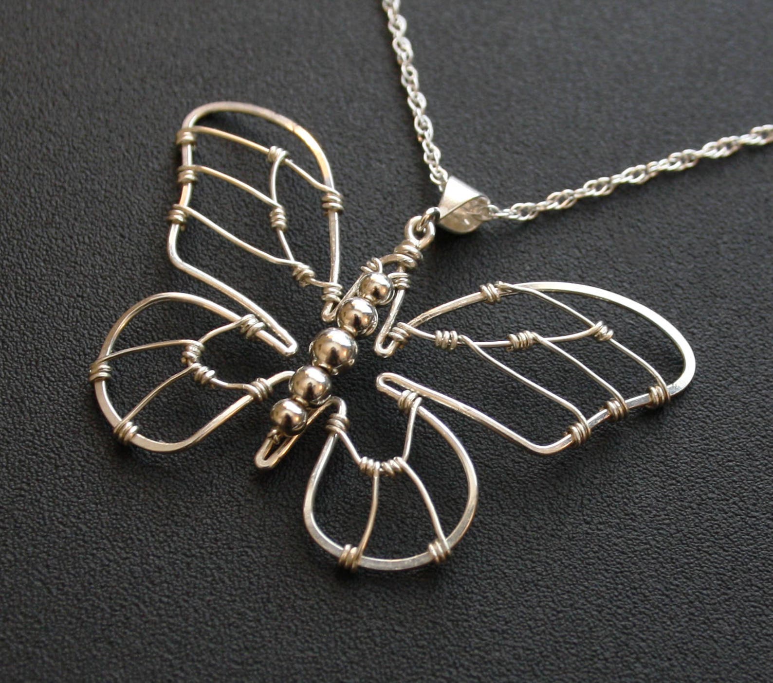 Silver Butterfly Pendant Necklace - Wire Wrapped Jewelry - Spring in ...