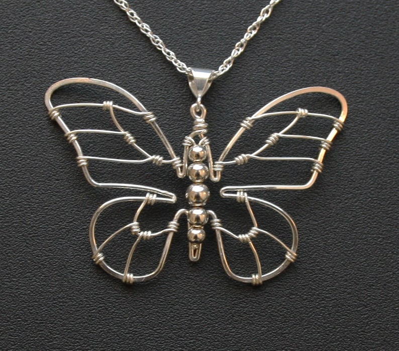 Silver Butterfly Pendant Necklace - Wire Wrapped Jewelry - Spring in ...