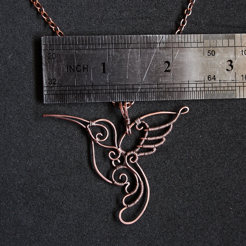 Hummingbird Pendant Necklace - Copper Wire Wrapped Handcrafted Bird ...