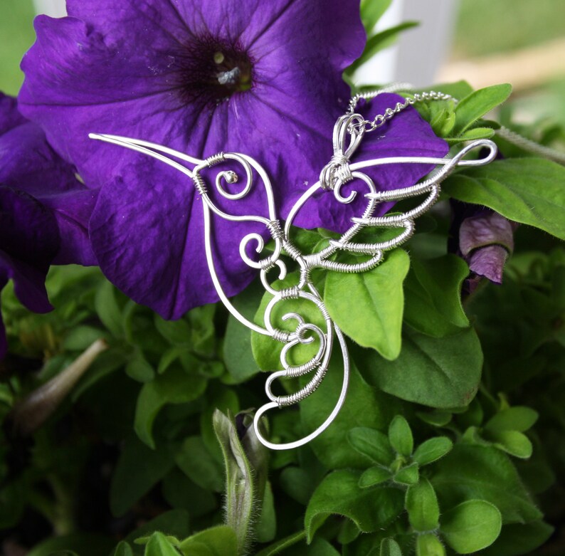Hummingbird Pendant Necklace Silver Wire Wrapped Handcrafted | Etsy