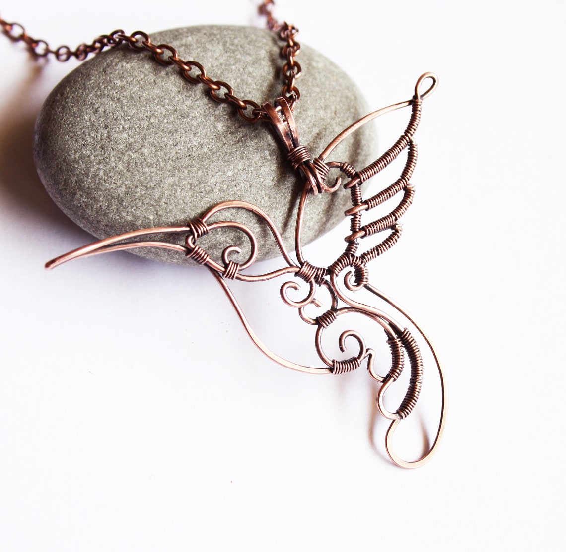 Hummingbird Pendant Necklace Copper Wire Wrapped Handcrafted - Etsy