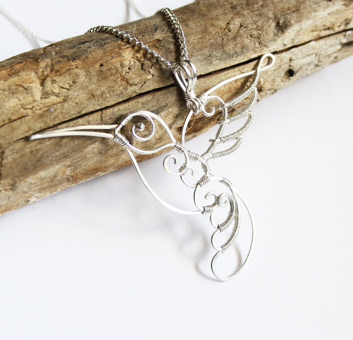 Hummingbird Pendant Necklace Silver Wire Wrapped Handcrafted | Etsy
