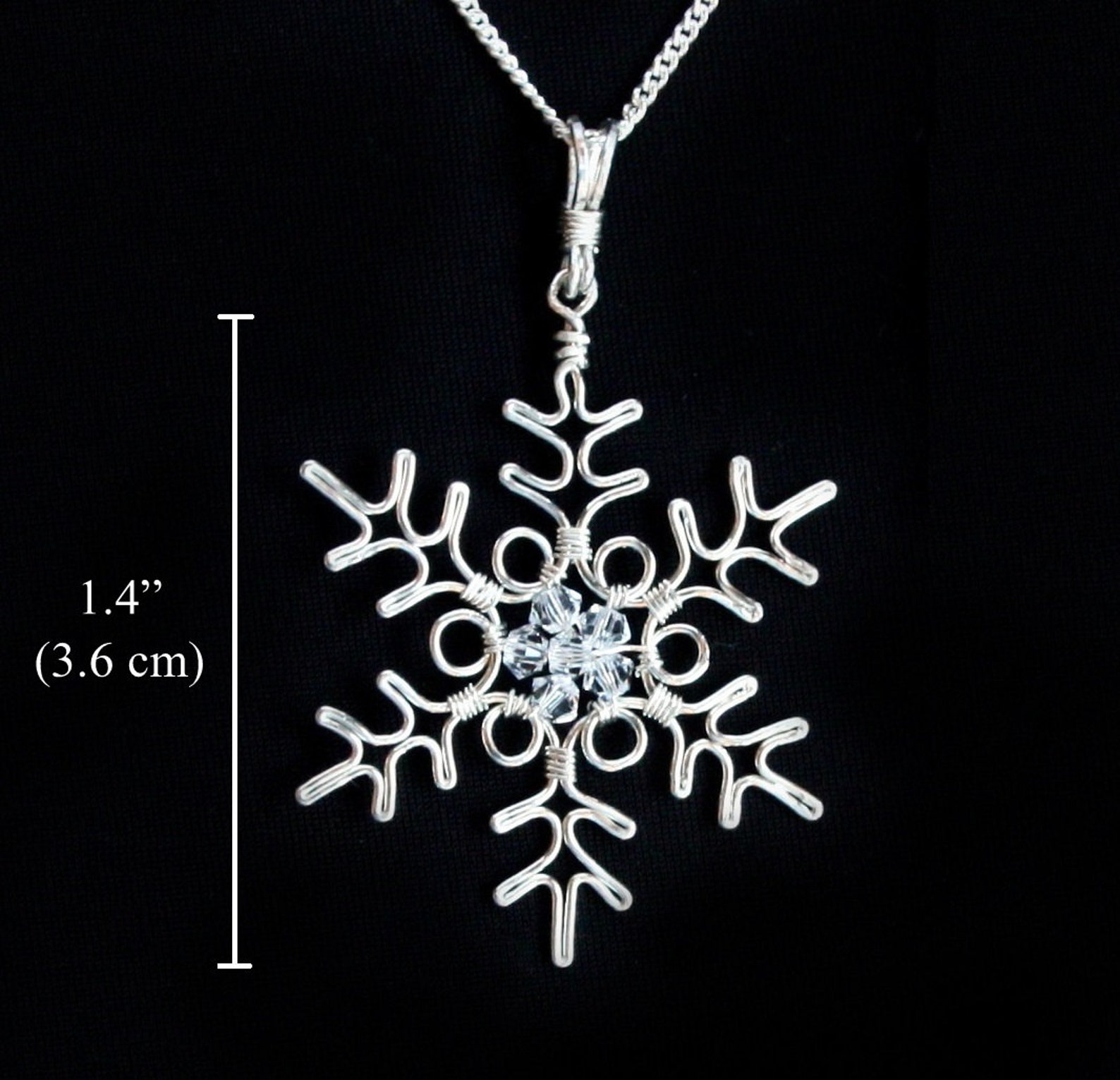 Snowflake Pendant Necklace Sterling Silver Wire Wrapped - Etsy