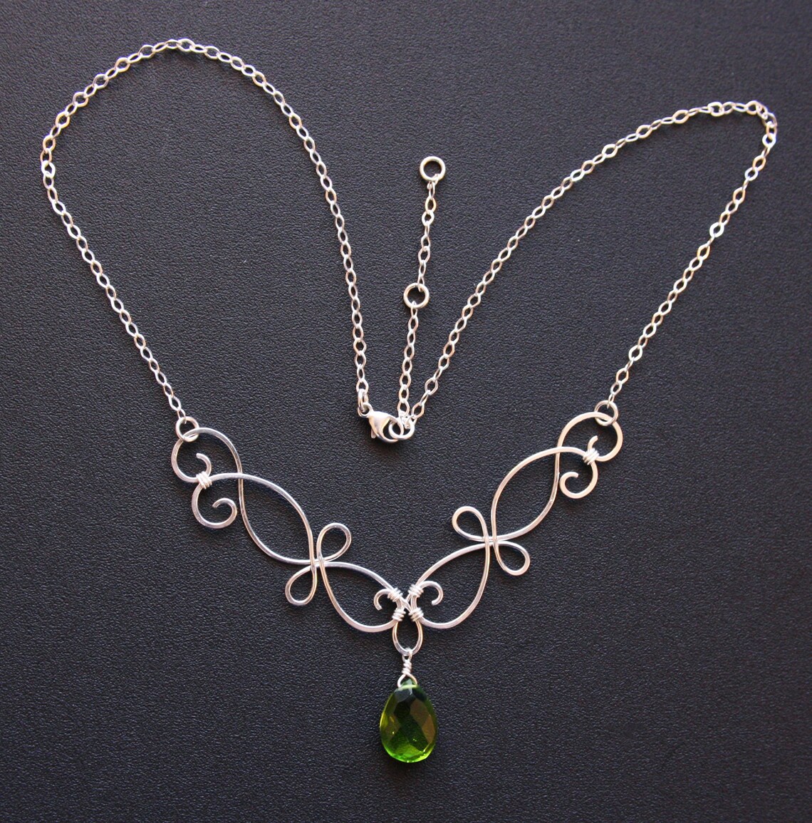 Teardrop Quartz Birthstone and Silver Wire Wrapped Necklace - Etsy