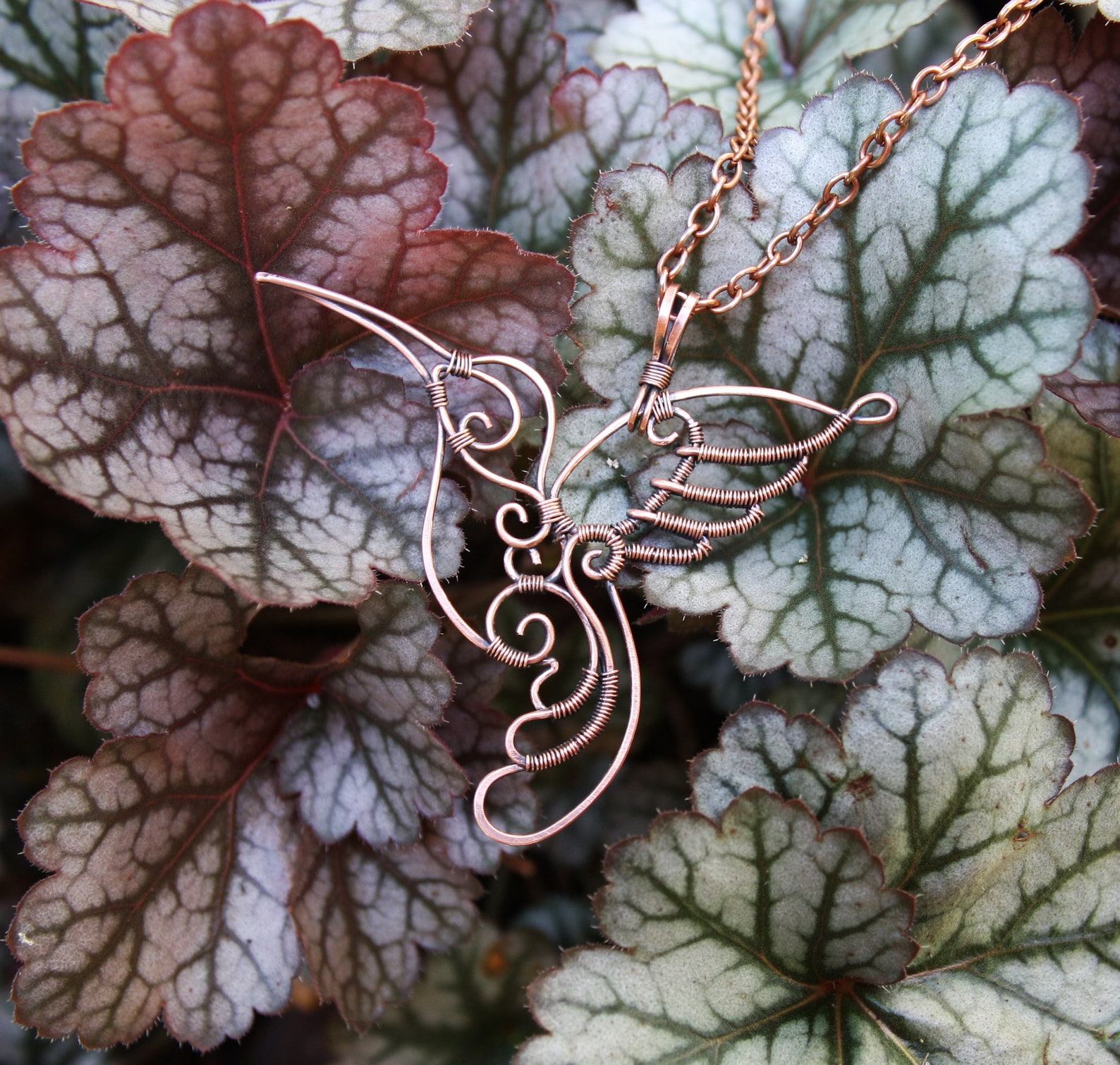 Hummingbird Pendant Necklace - Copper Wire Wrapped Handcrafted Bird ...