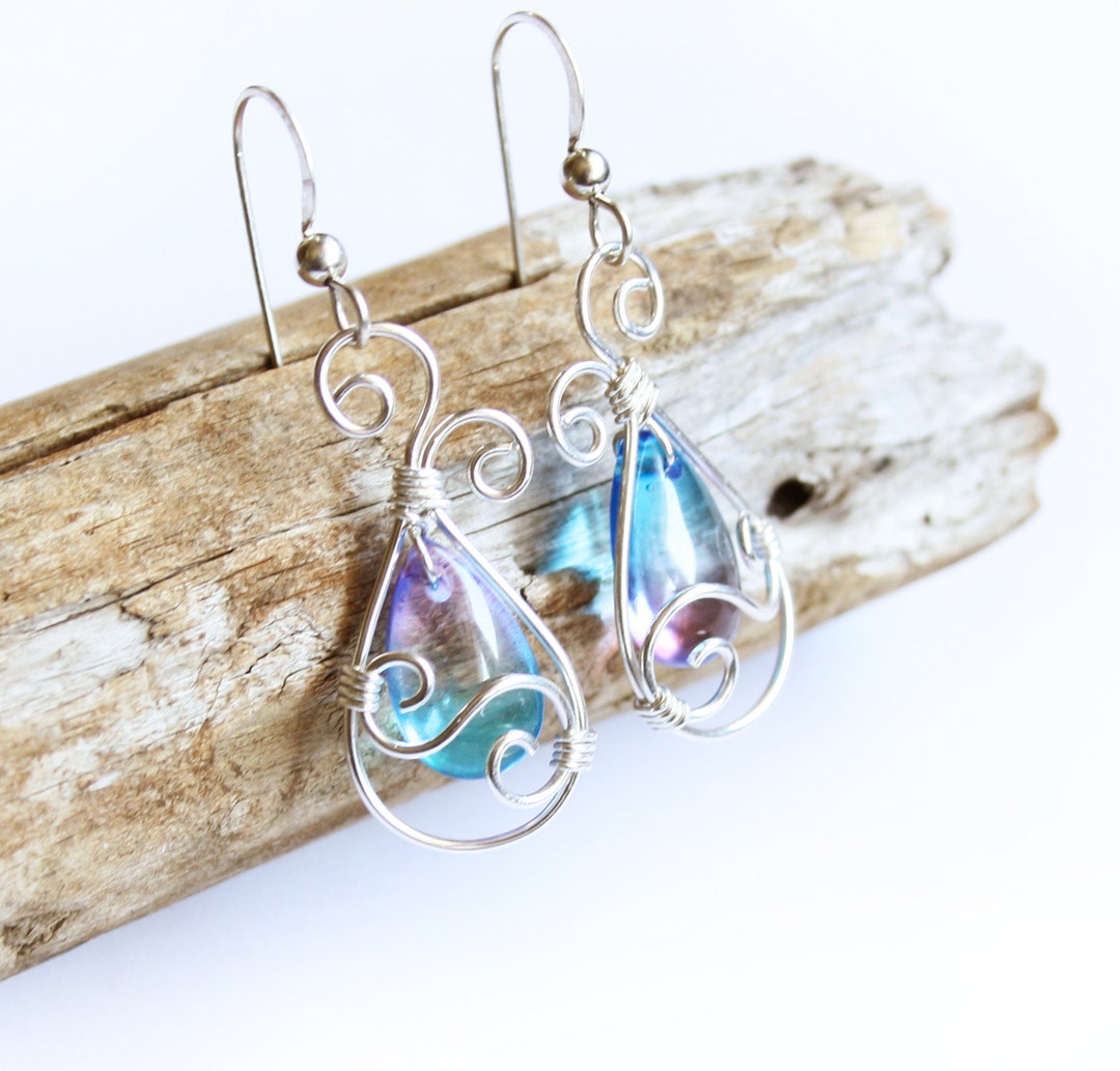 Mermaid Teardrop Swirl Earrings | "lydia" - Etsy