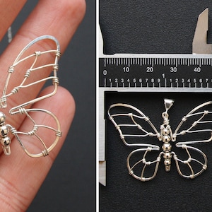 Silver Butterfly Pendant Necklace - Wire Wrapped Jewelry - Spring in ...