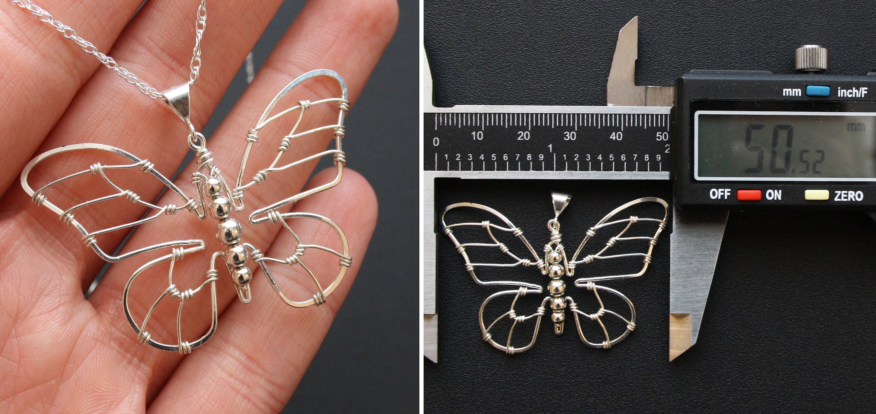 Silver Butterfly Pendant Necklace - Wire Wrapped Jewelry - Spring in ...