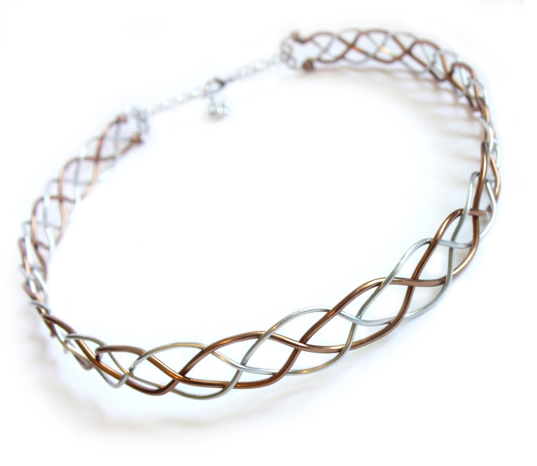 Celtic Braid Headband Circlet - Two Tone Silver and Bronze Aluminum ...