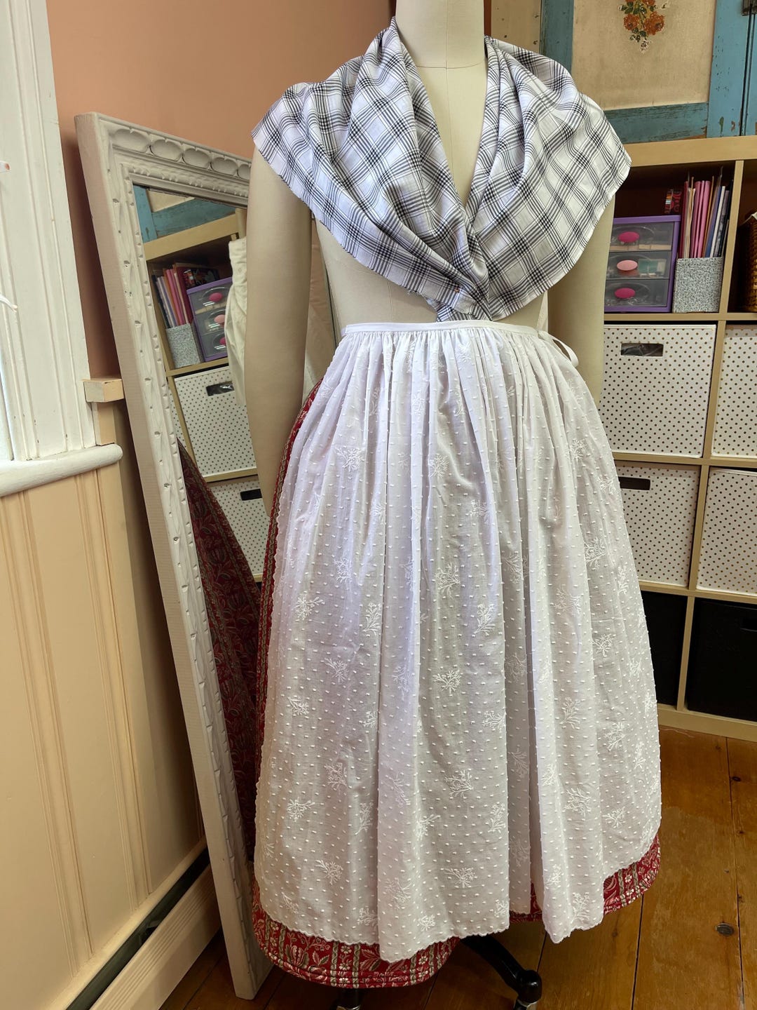 Late 18th Century/regency Era Dotted Embroidered Apron / Federalist Era ...