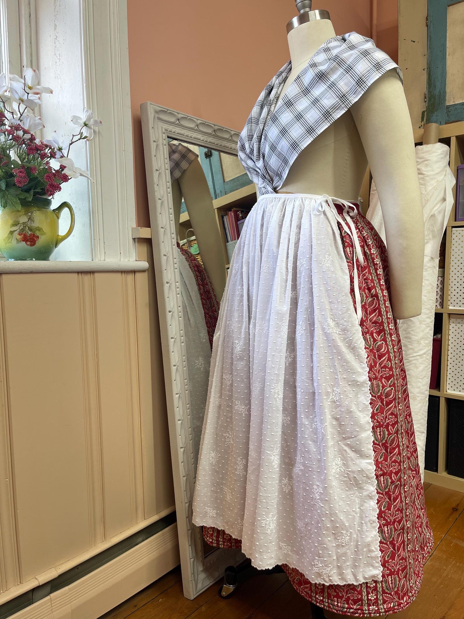 Late 18th Century/regency Era Dotted Embroidered Apron / Federalist Era ...