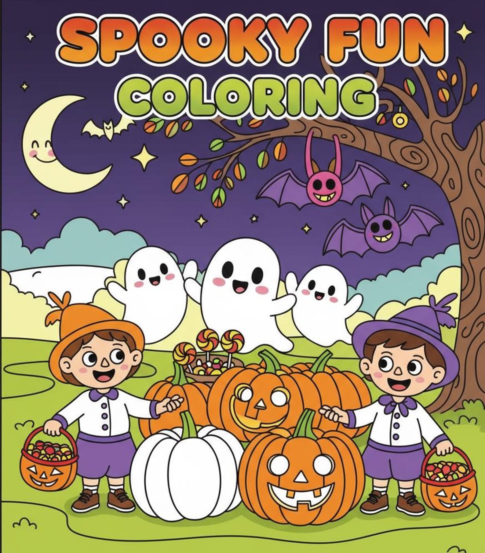 Kids Halloween Coloring Book Pages – Cute Ghosts, Pumpkins, Witch ...